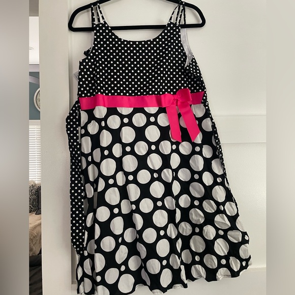 Ashley Ann | Dresses | Polka Dot Dress With Pink Ribbon | Poshmark